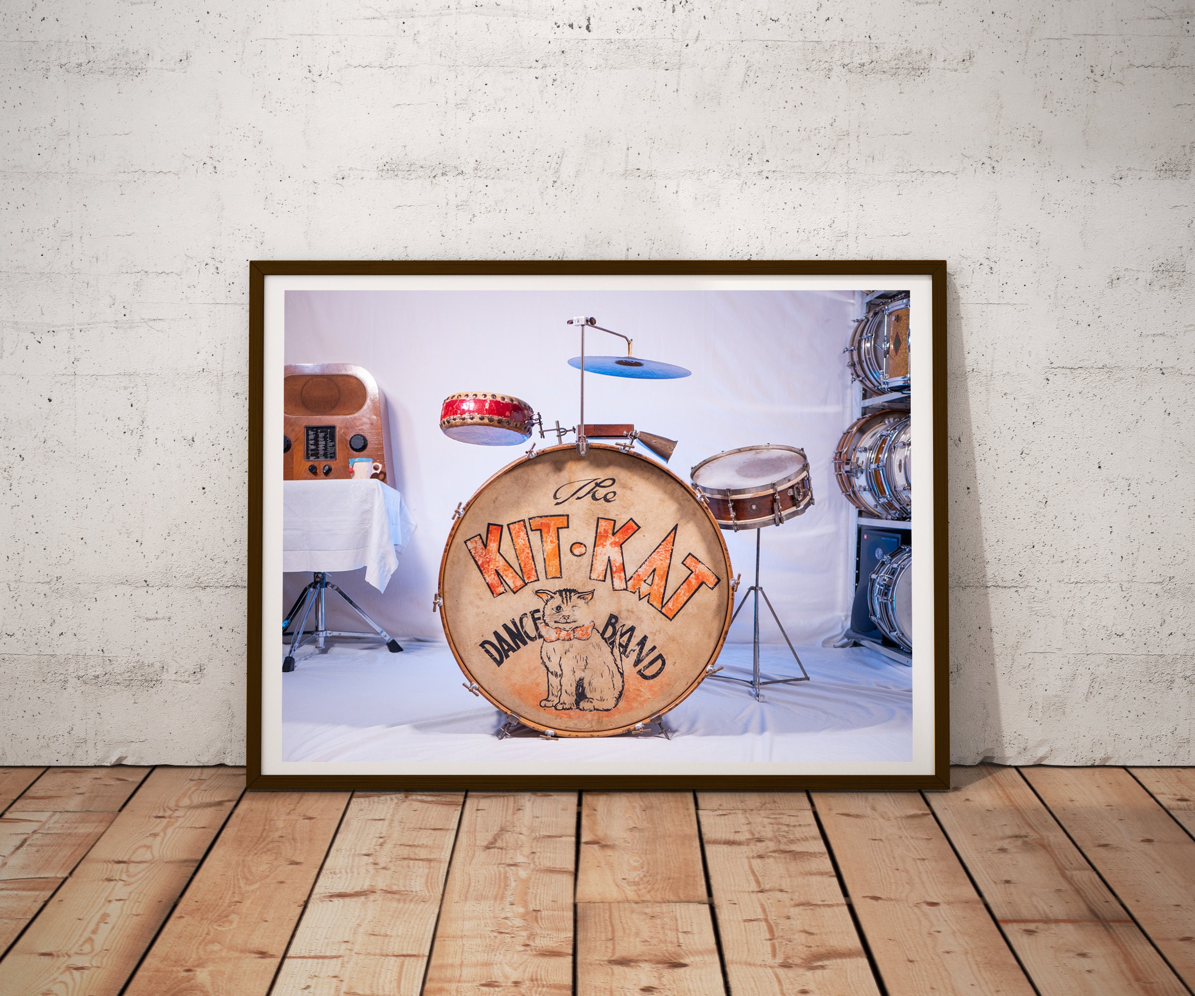 Vintage Drum Kit Kit Kat Dance Band Music Print | Etsy