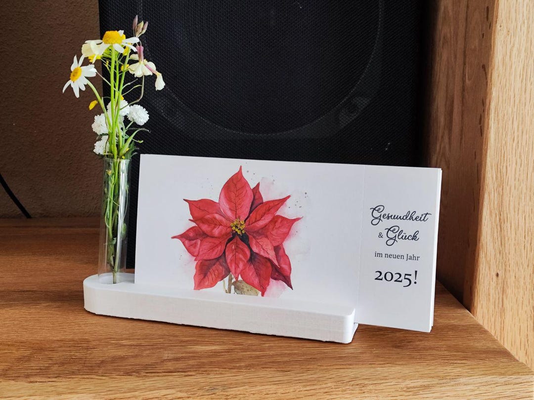 Hand-painted Postcard Calendar 2025 With Stand and Flower Vase - Etsy