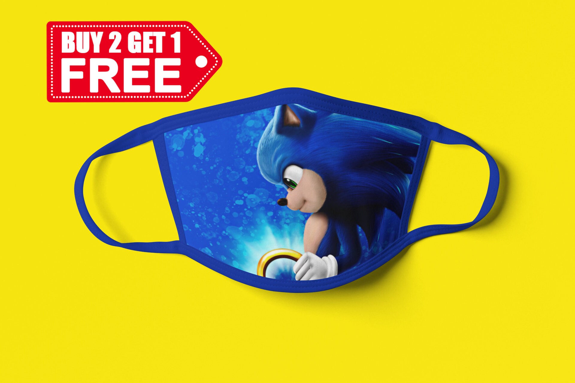 Sonic the Hedgehog Mask for toddler 100% cotton face mask | Etsy