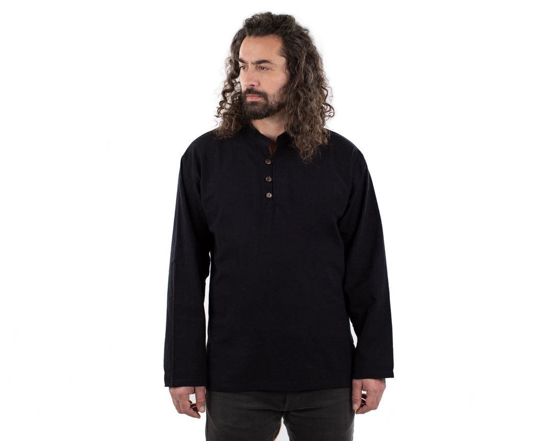 Black Hippie Priest 100% Cotton Shirt Ethnic Mens Shirt - Etsy