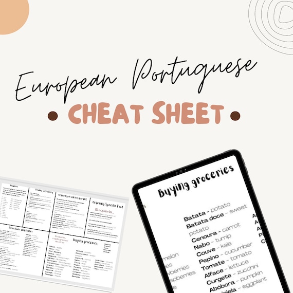 European Portuguese Cheat Sheet | Etsy