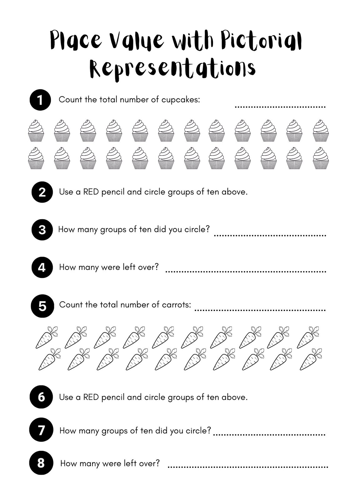 Place Value, 1st Grade, Math, Montessori, Printable Worksheets, Fichas ...