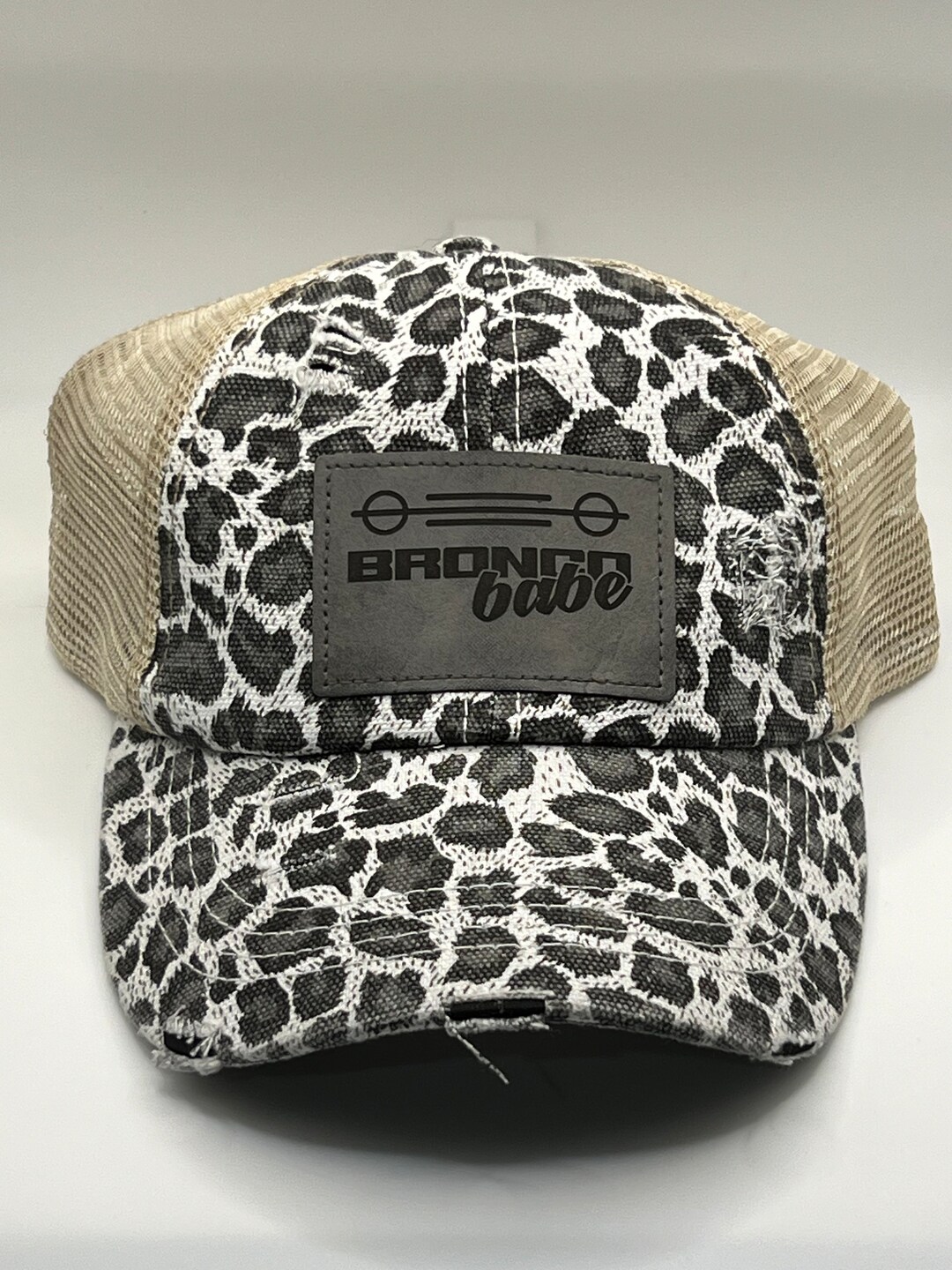 Snow Leopard Ponytail Trucker Hat - Etsy
