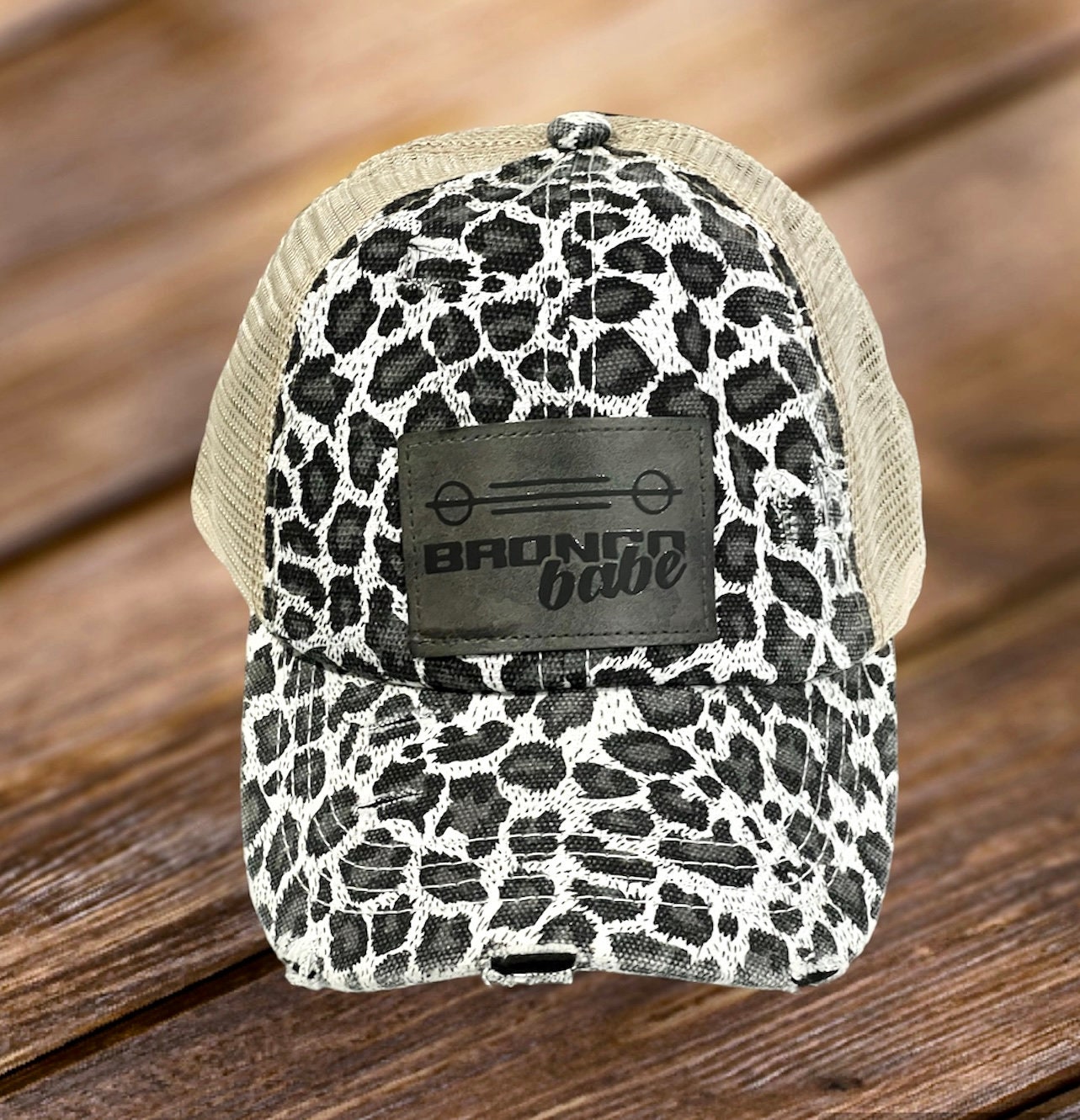 Snow Leopard Ponytail Trucker Hat - Etsy