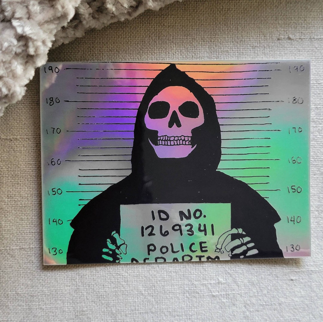 Skeleton Mug Shot Sticker - Etsy