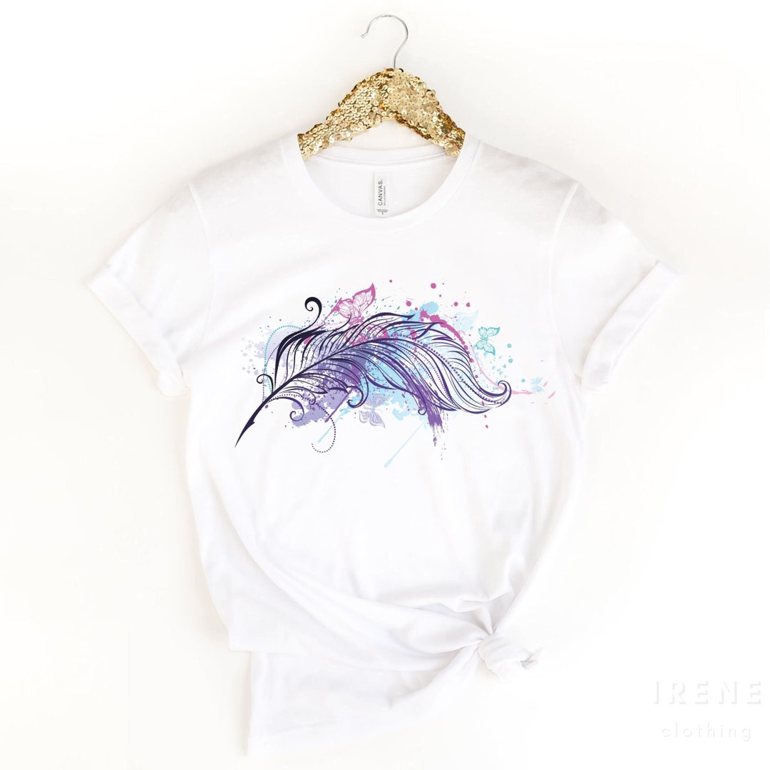 Feather Birds Shirt, Graphic Tee, Feather Unisex Shirt, Women Bird ...