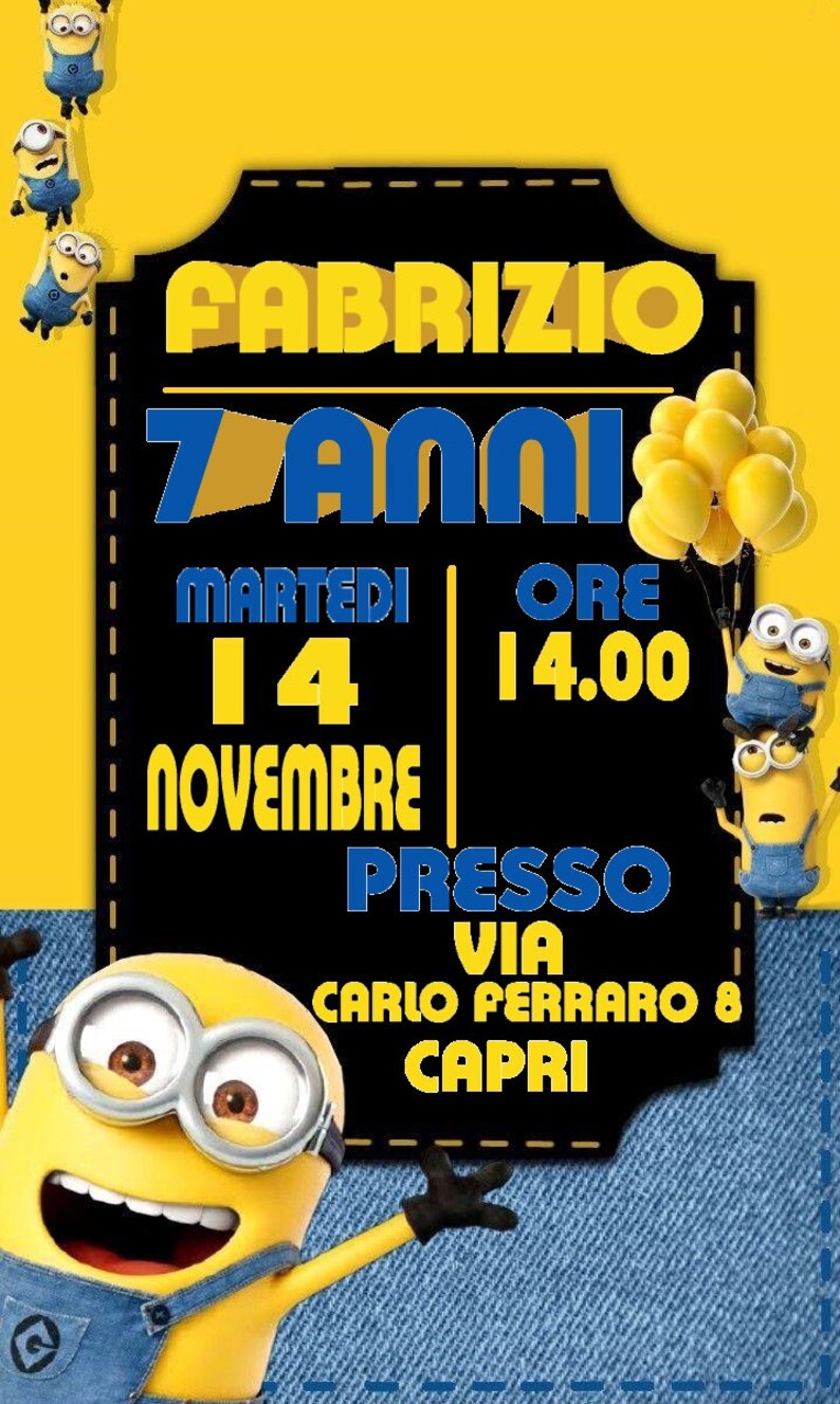 MINIONS Digital Invitation - Kid's Birthday - Bing Birthday Invitation ...