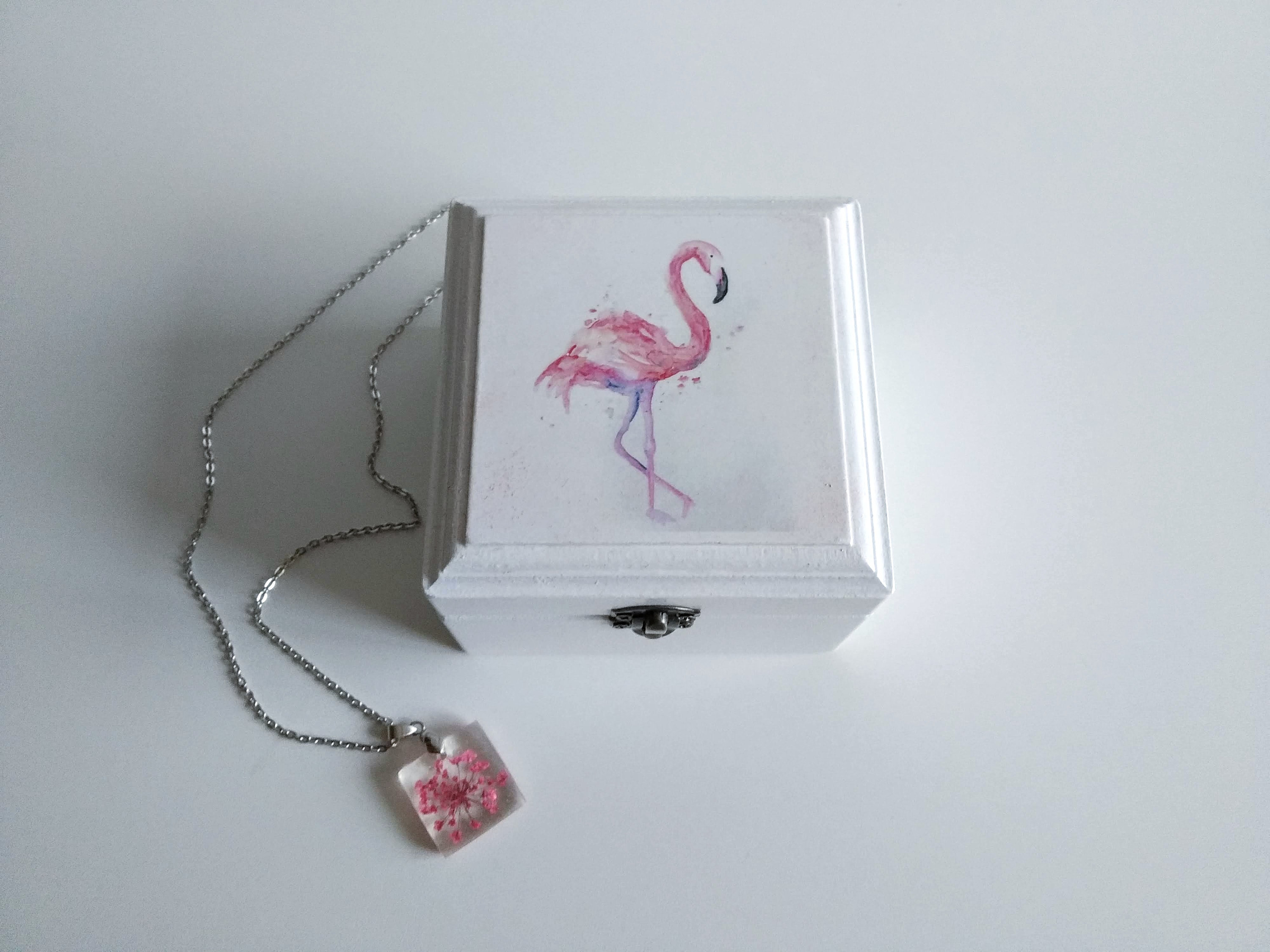 Jewelry boxBox pink flamingo Flamingo decorwhite box | Etsy