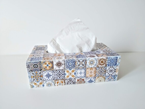 Blue Tissue Box Cover for Kitchenwooden Rectangular Tissue - Etsy