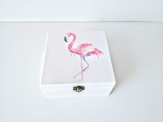 Jewelry Boxbox Pink Flamingo flamingo Decorwhite Box - Etsy