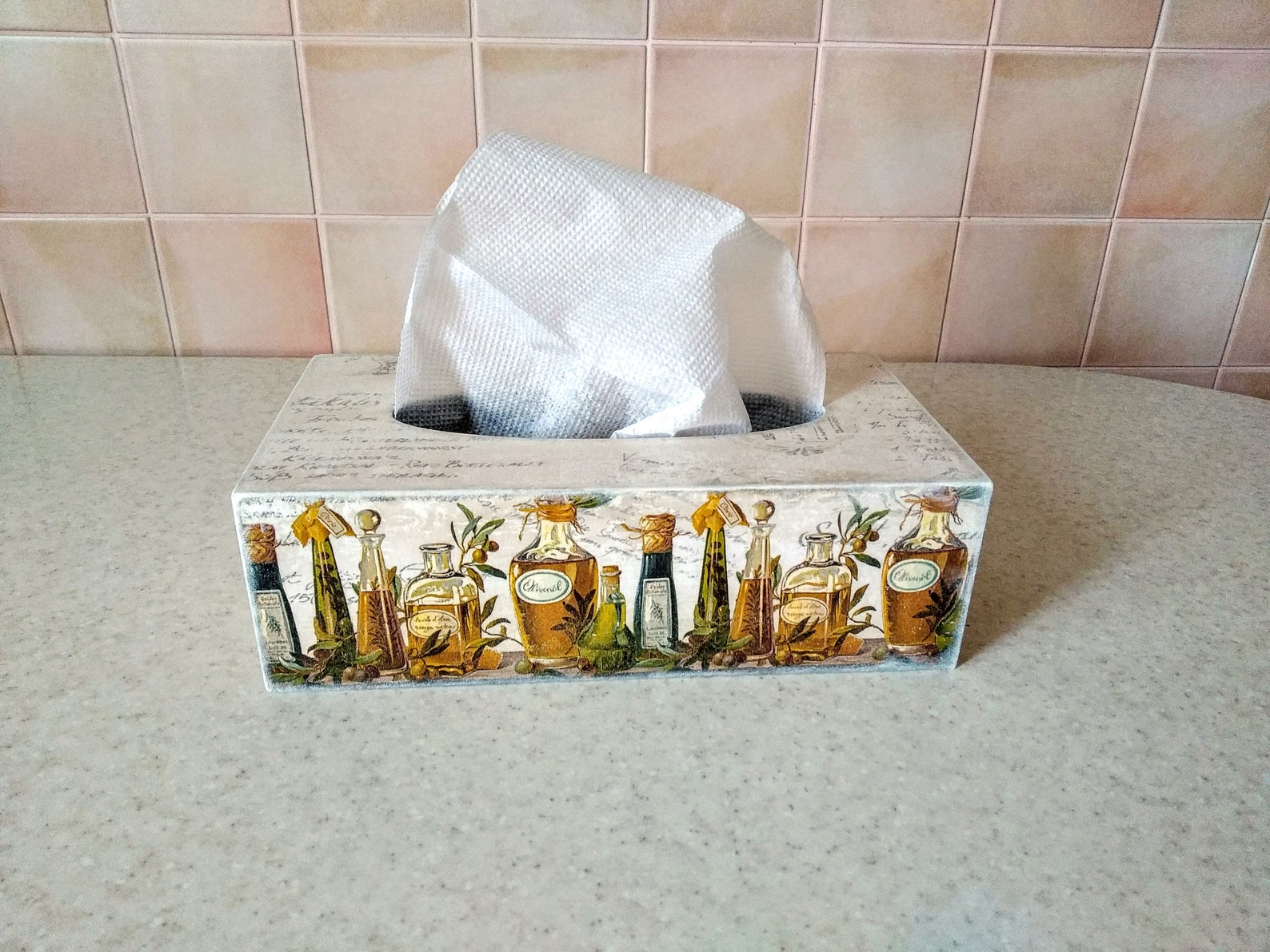 Tissue Box Holder Rectangular for Kitchen, Wooden Green Tissue Box ...