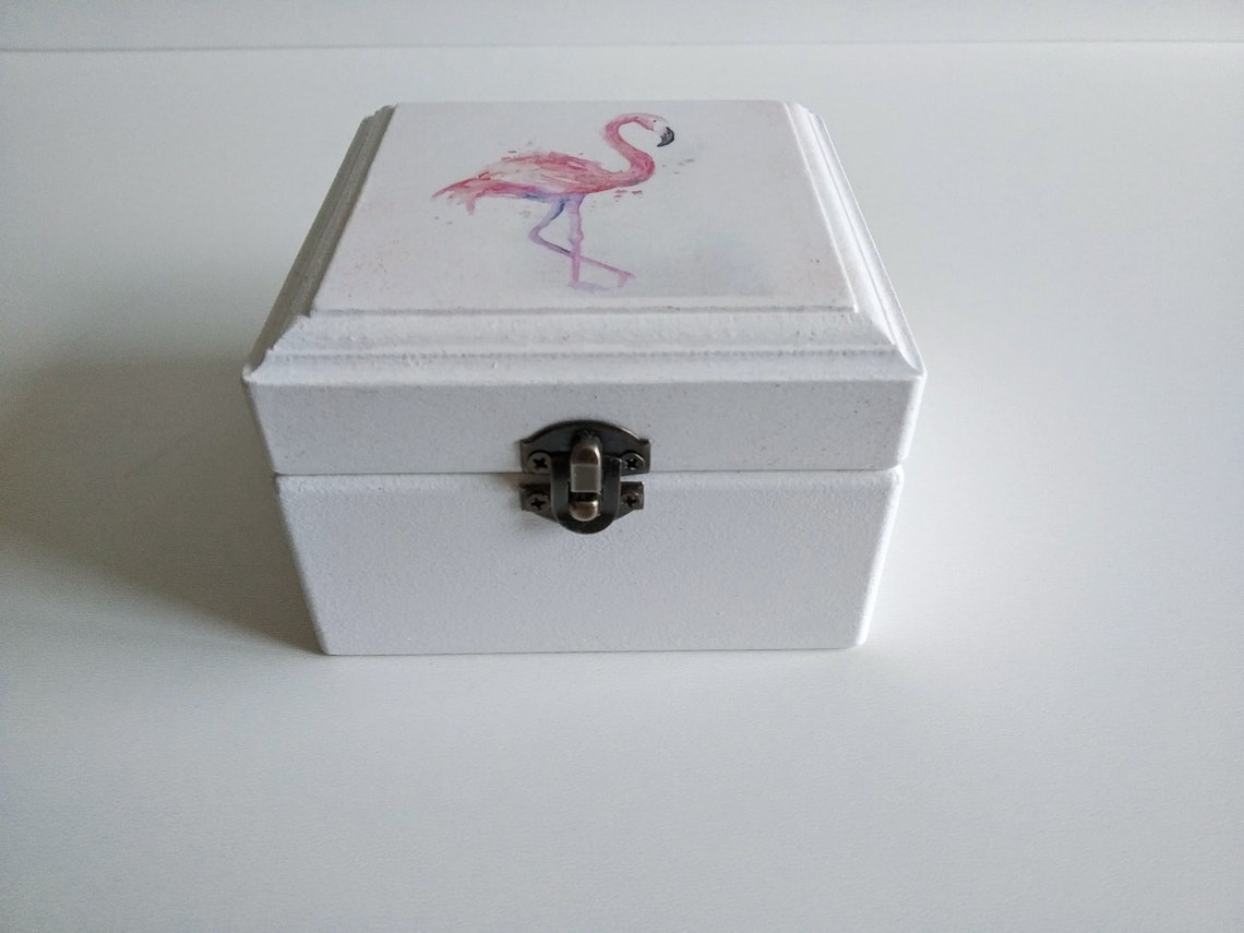 Jewelry boxBox pink flamingo Flamingo decorwhite box | Etsy