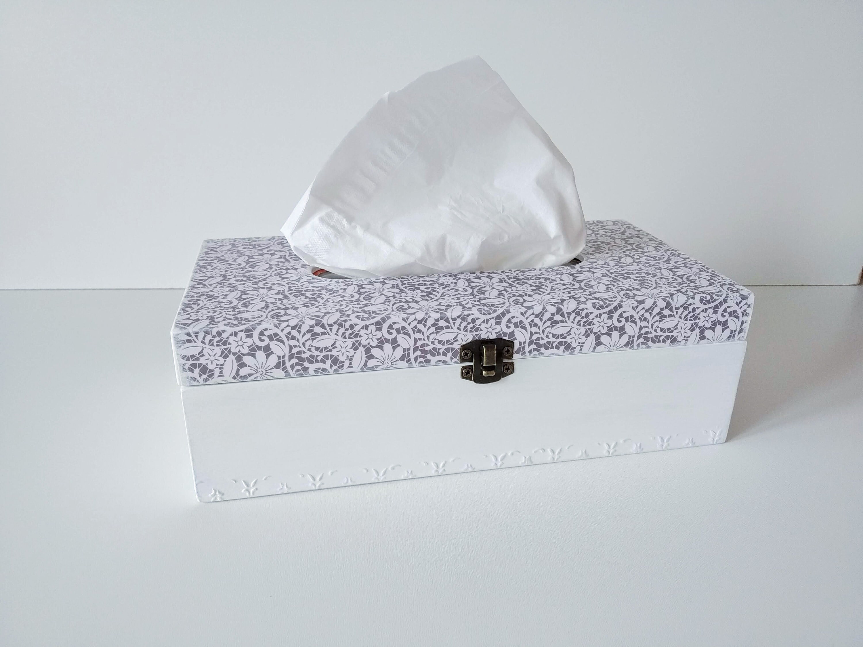 White Tissue Box Cover,tissue Box Holder,white Bathroom Decor ...