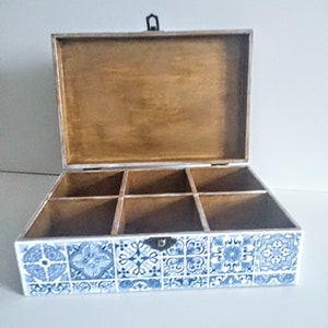 Wooden Blue Box for Tea,box Holder for Tea,big Tea Bag Storage Box,tea ...