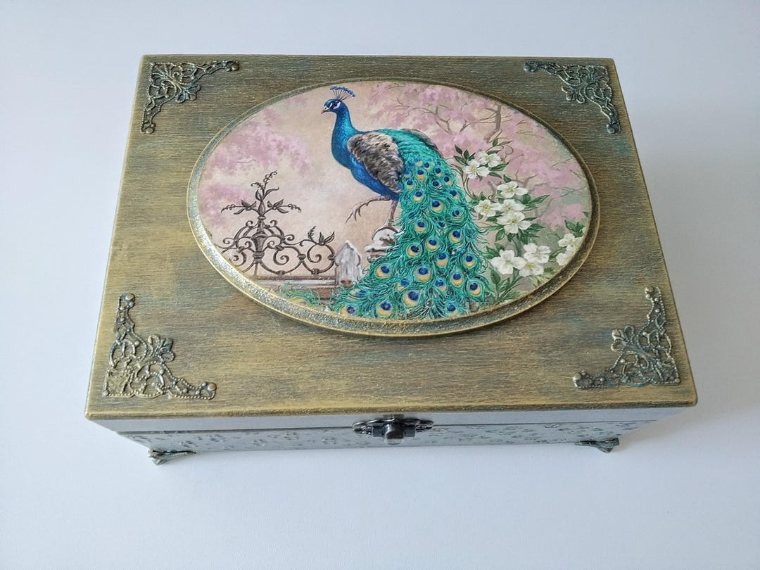 Peacock Jewelry Box,jewelry Box, Jewelry Storage,peacock Image,trinket ...