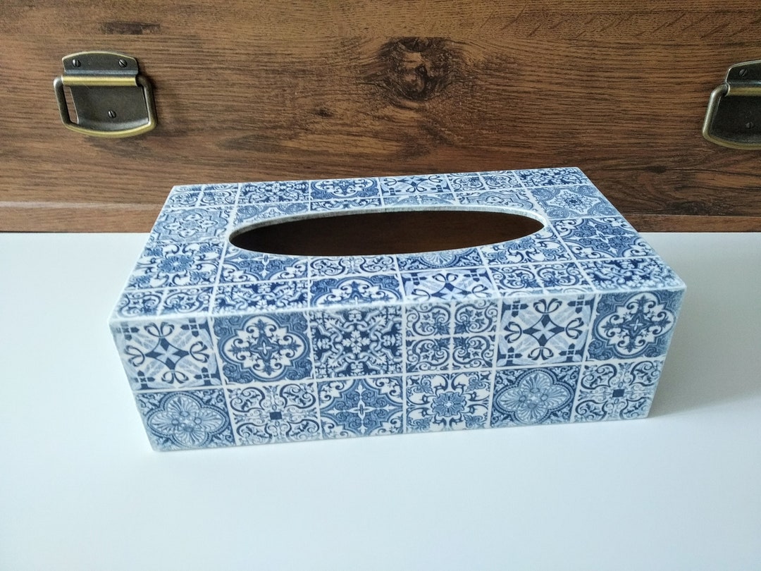 Blue Tissue Box Cover for Kitchen ,wood Tissue Box Cover Box ...