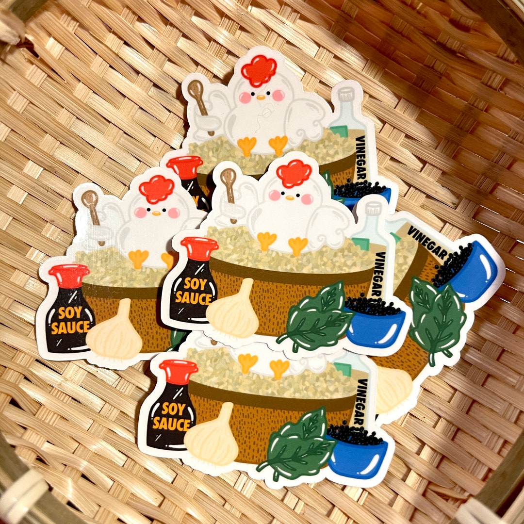 Chicken Adobo & Rice | Filipino Sticker | Glossy Sticker | Water ...