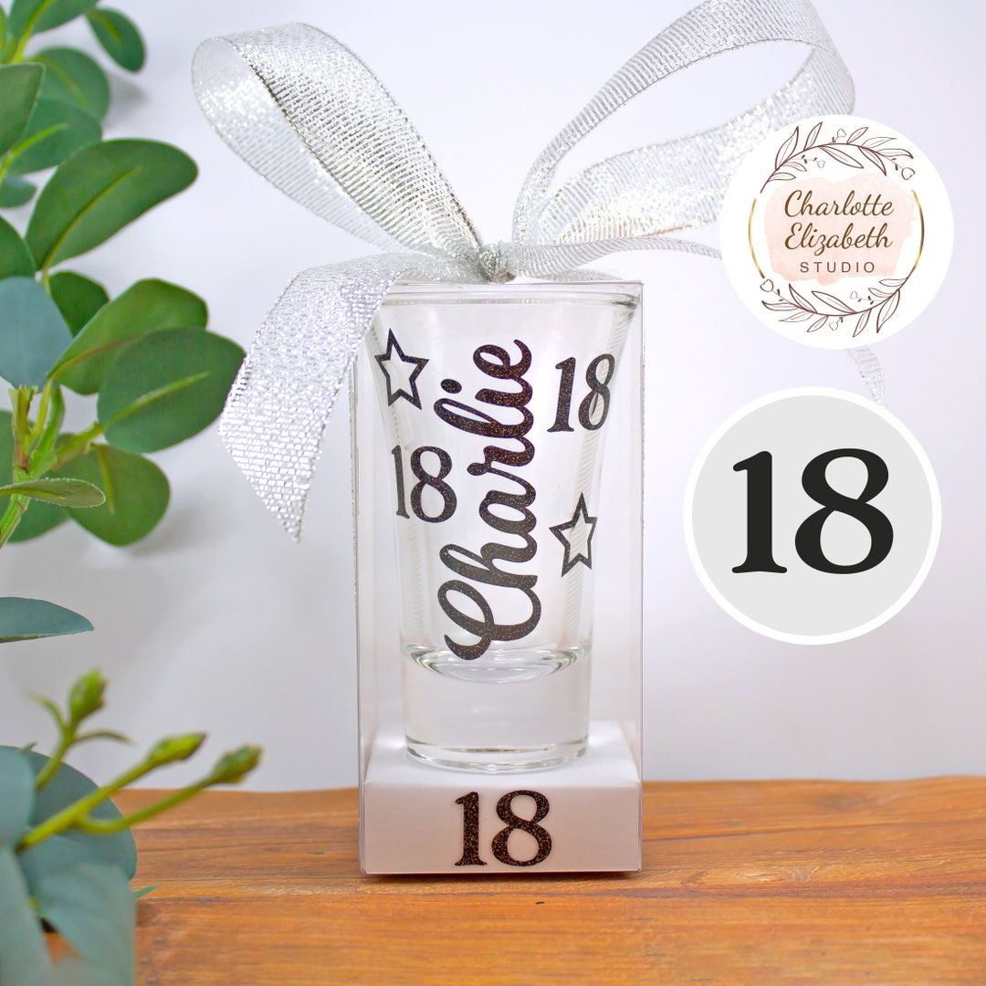 Personalised 18th Birthday SHOT GLASS in Glitter - 18th Birthday Gift ...