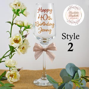 Personalised 40th Birthday CHAMPAGNE Prosecco Flute Glass 40th Birthday ...
