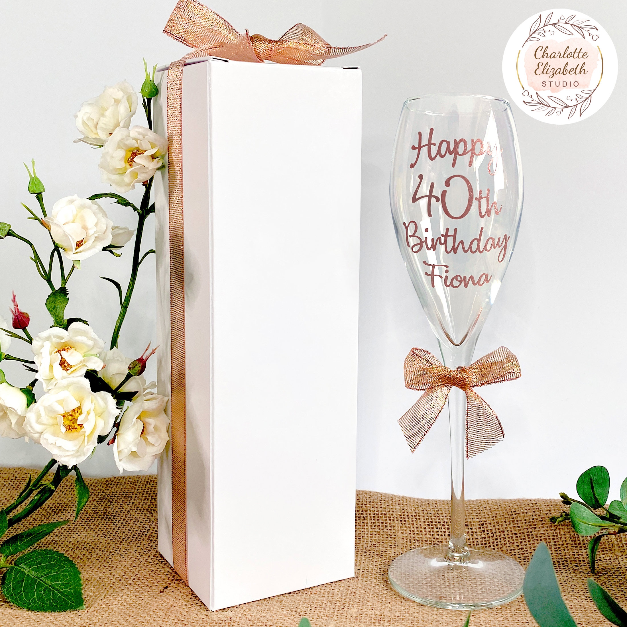 Personalised 40th Birthday CHAMPAGNE Prosecco Flute Glass | Etsy