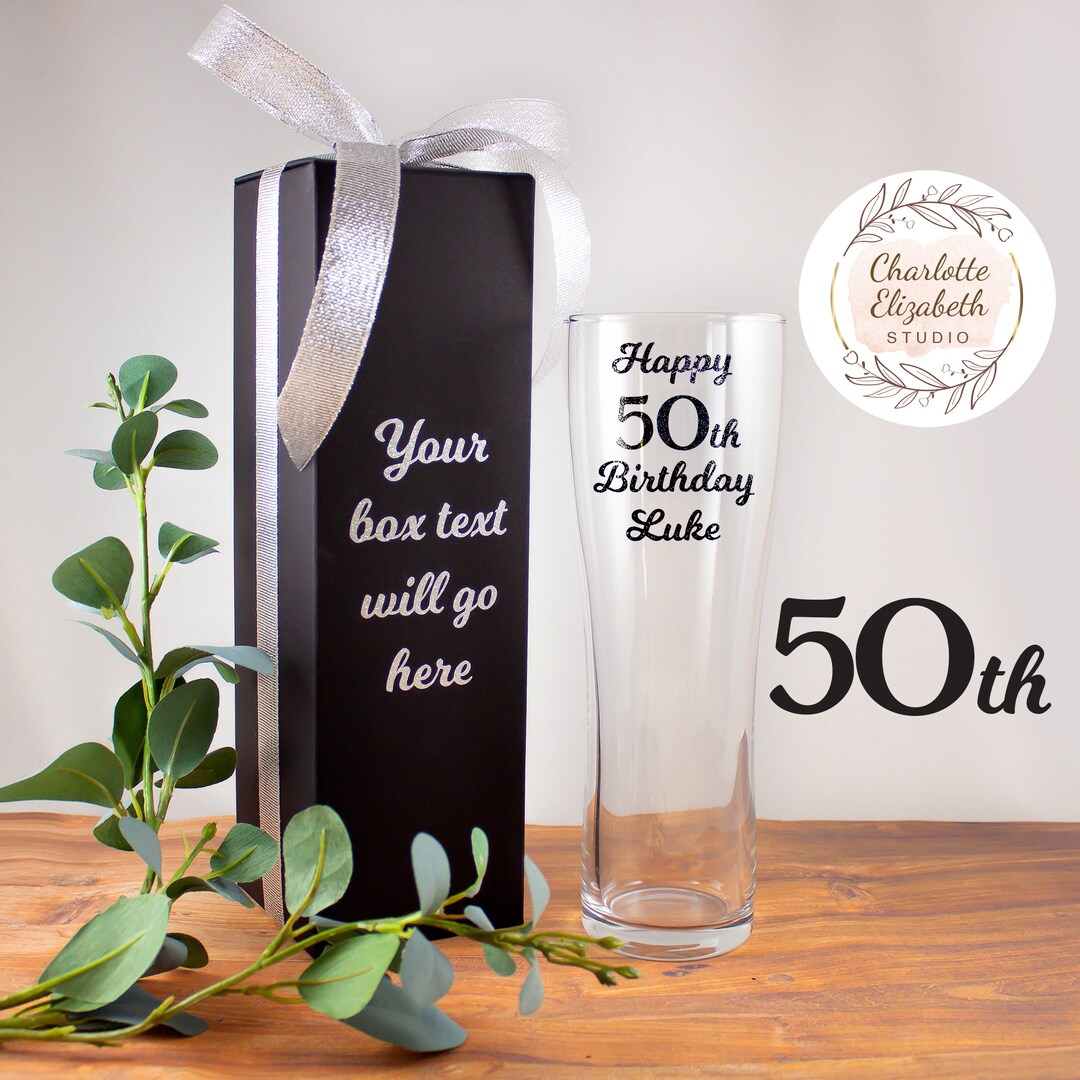 Personalised 50th Birthday PINT Glass Tall Beer Glass - 50th Birthday ...