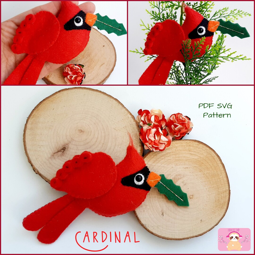 Sweet Cardinal Felt Pattern PDF SVG Felt Bird Christmas - Etsy España