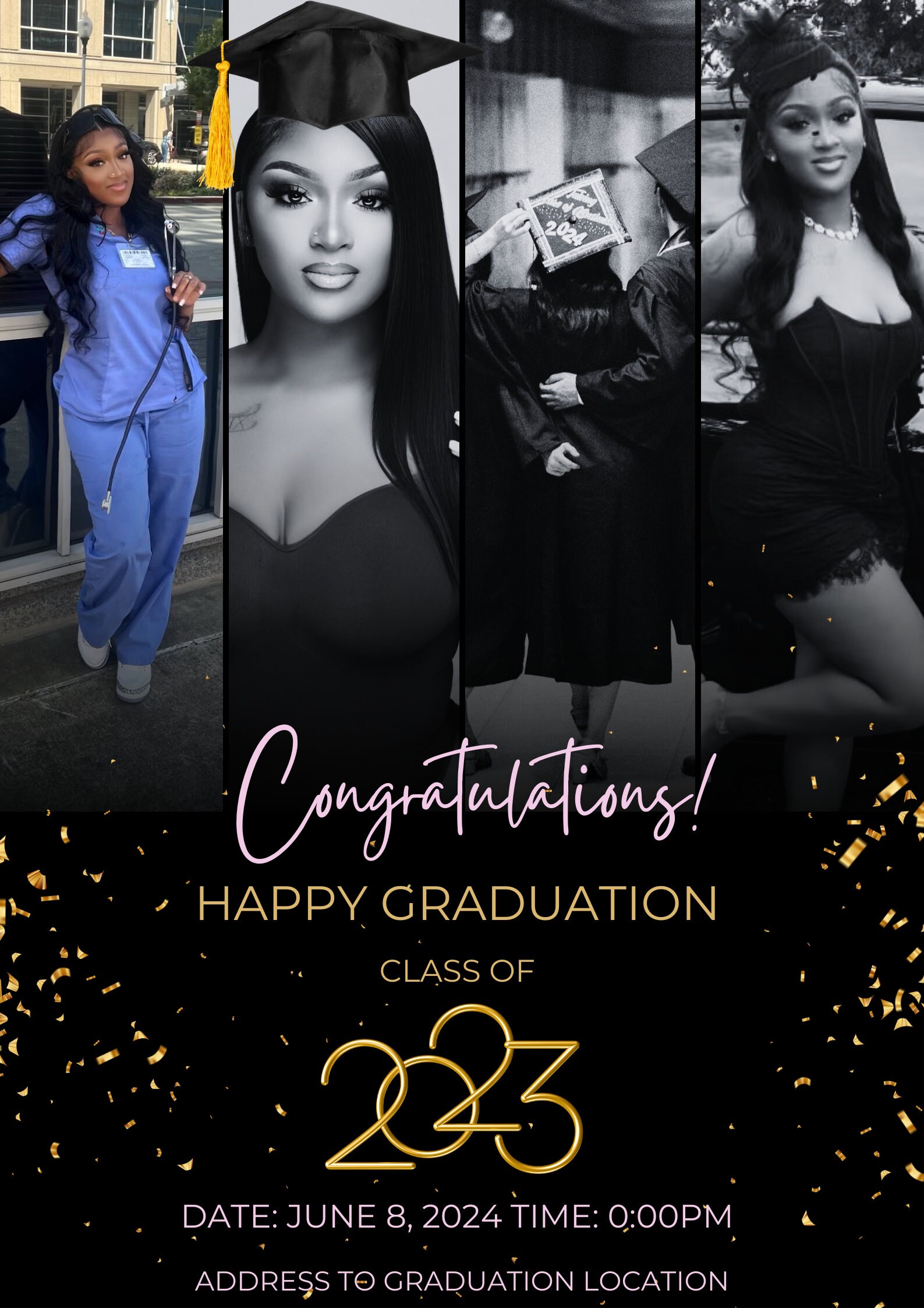 GLAM GRAD INVITATION - Etsy