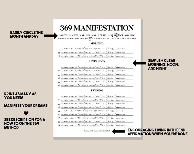 369 Worksheet 369 Manifestation Method 369 Manifest Method | Etsy 369 Worksheet 369 Manifestation Method 369 Manifest Method | Etsy