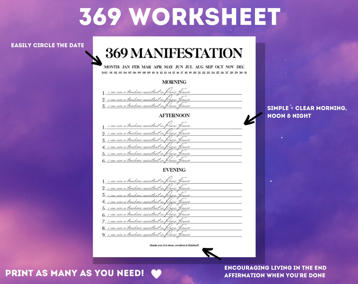 369 Worksheet 369 Manifestation Method 369 Manifest Method Law of ... 369 Worksheet 369 Manifestation Method 369 Manifest Method Law of ...