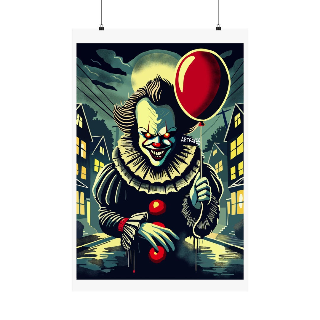 Pennywise the Clown Art Print, Horror Decor, Matte Vertical Posters ...