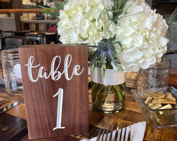 Wood Block Table Numbers - Etsy