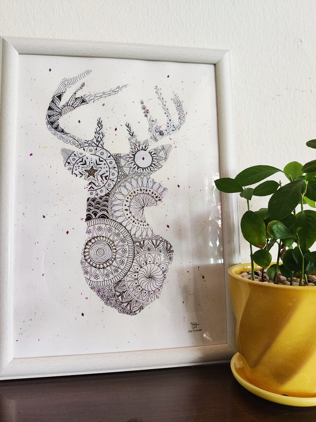 Blue to Purple Gradient Stag With Mandalas A4 Sized - Etsy