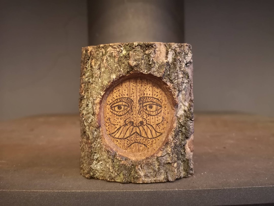 Green Man Ornament Pagan Figurine Carving Pyrography - Etsy