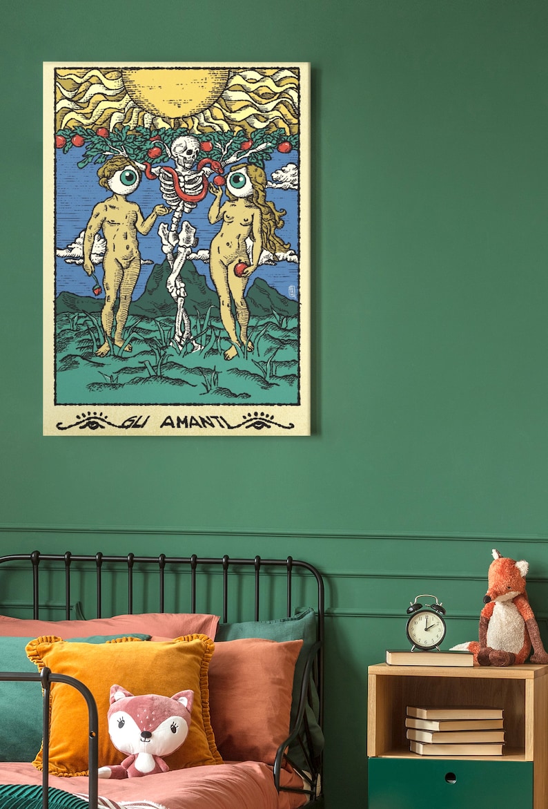The Lovers Tarot Card Poster Original Handmade Digital Artwork On Matte