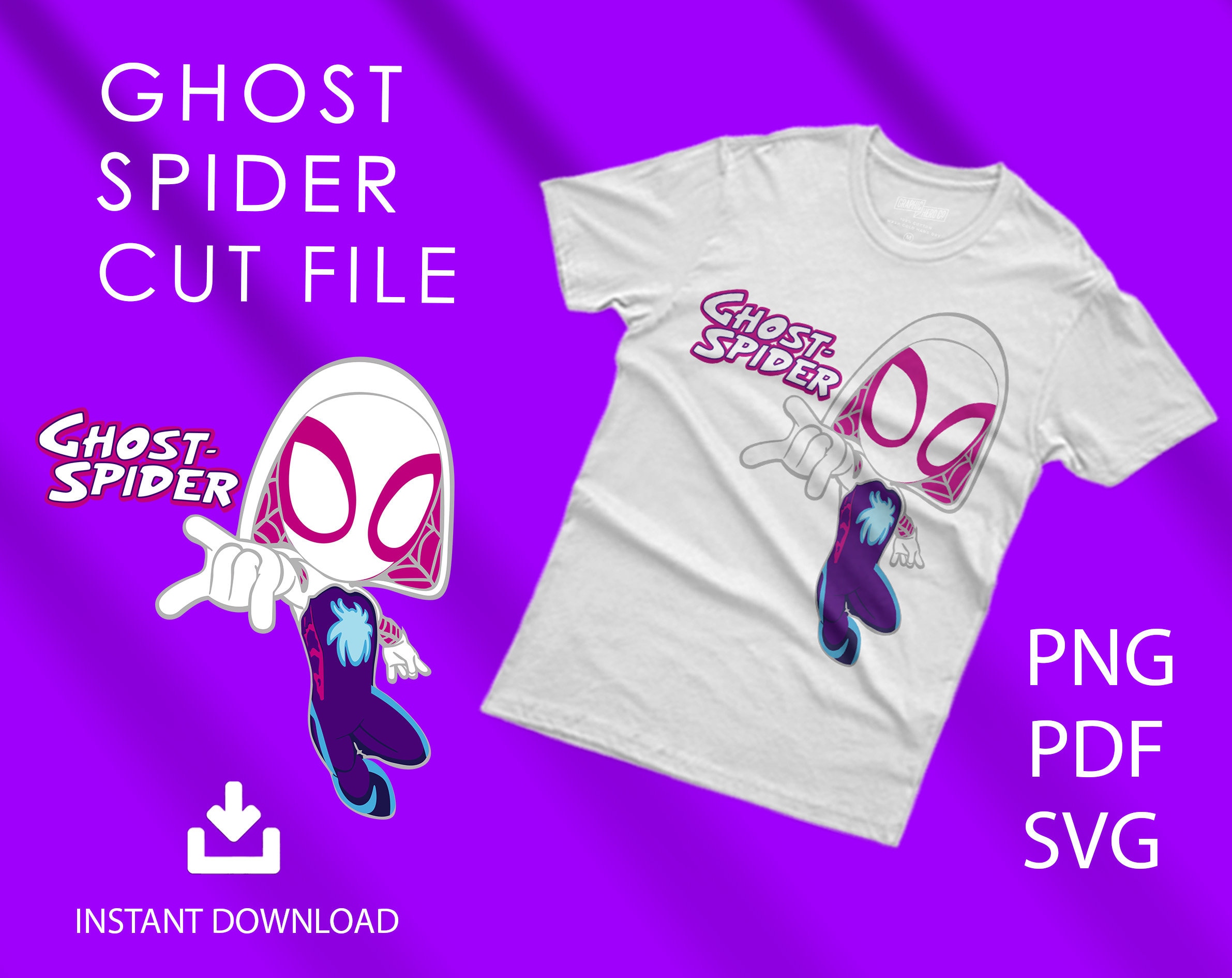 Archivo de corte de araña fantasma, archivo de corte SVG de Spider Gwen ...