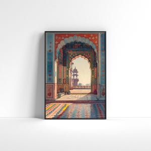 Blue Vibrant Indian Colorful Fort Palace Printable Files for Wall Decor ...
