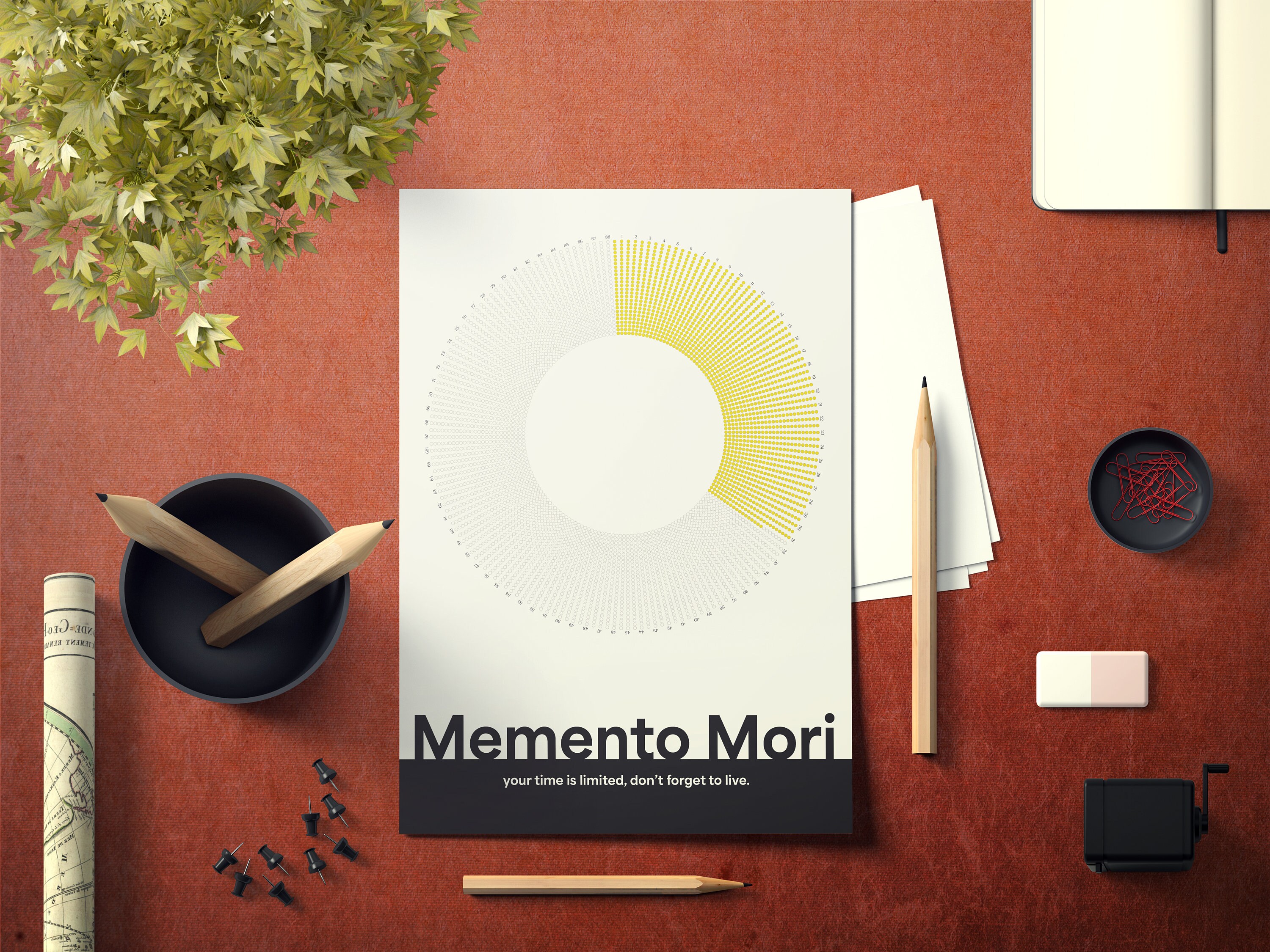 Minimal New Unique Memento Mori Weeks in Life Physical Poster Stoic ...