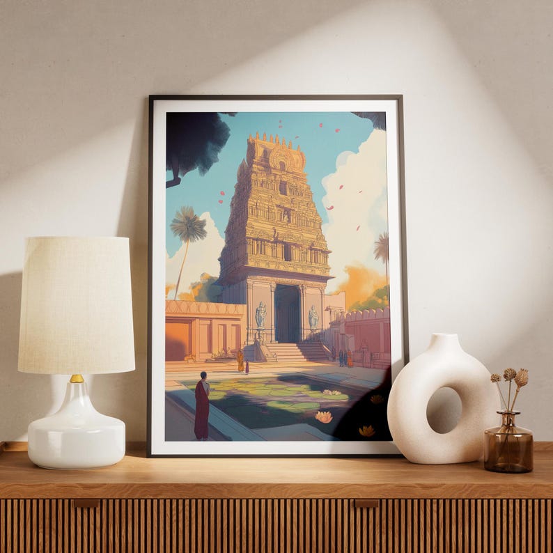 Printable South Indian Temple, Devsthanam Kovil Wall Decor Poster for ...
