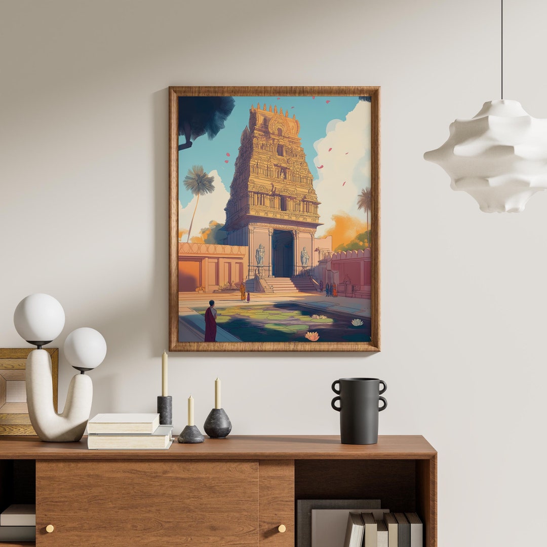 Printable South Indian Temple, Devsthanam Kovil Wall Decor Poster for ...