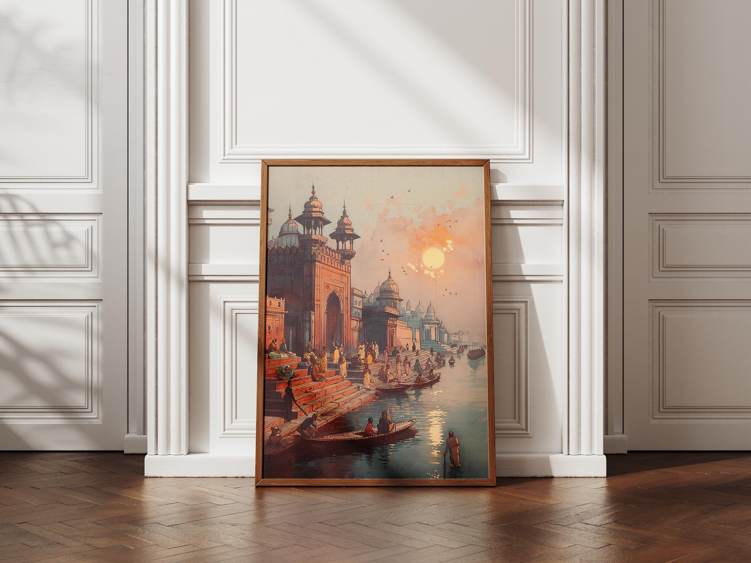 Vintage Varanasi India Poster: Ganges River, Yoshida Hiroshi Style ...