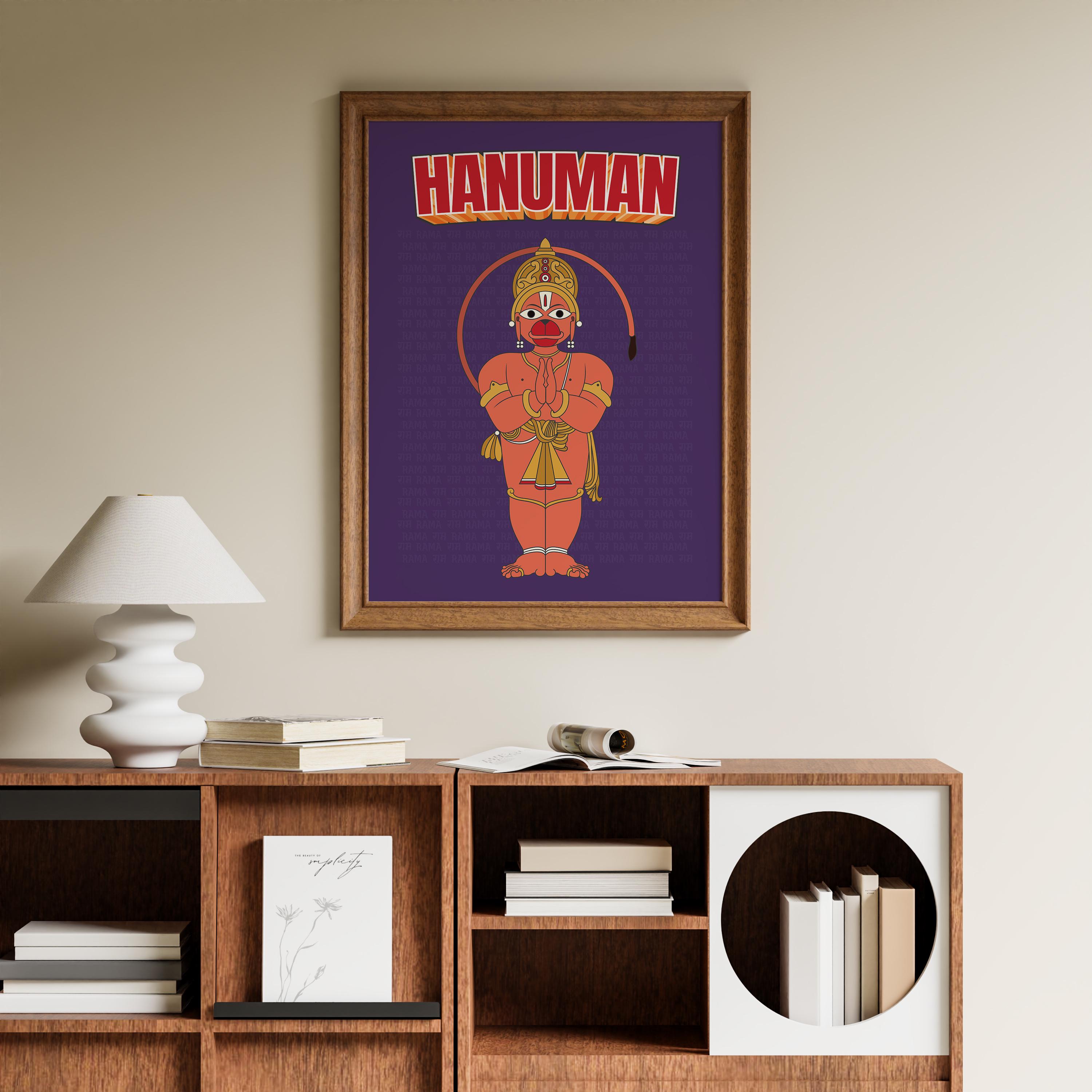 Hanuman a Hindu Monkey God Indian Pop Art Superhero Poster for Kids and ...