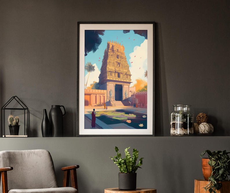 Printable South Indian Temple, Devsthanam Kovil Wall Decor Poster for ...