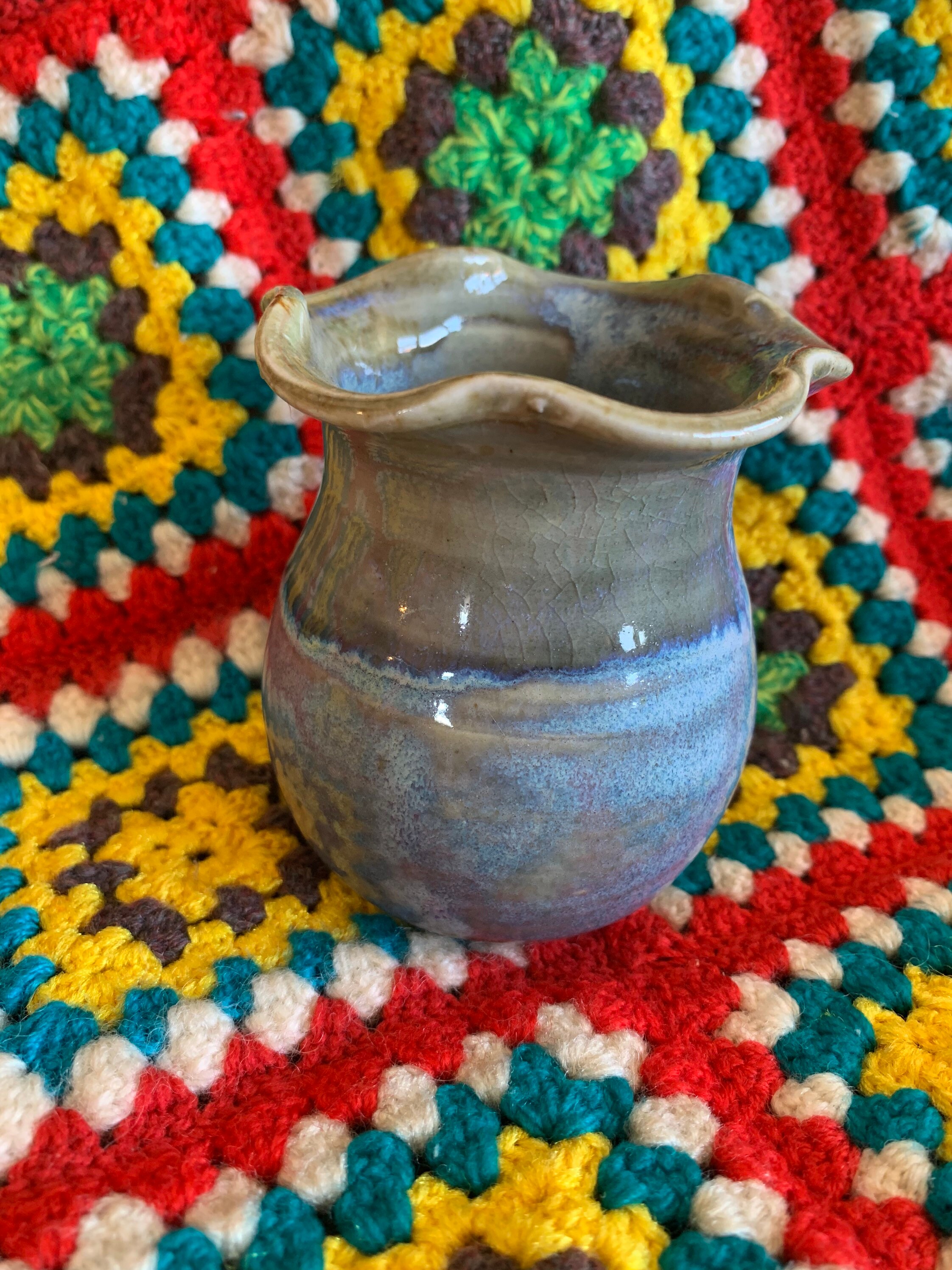 Vintage Australian Pottery Posy Vase With Remued Style Drip Glaze and ...
