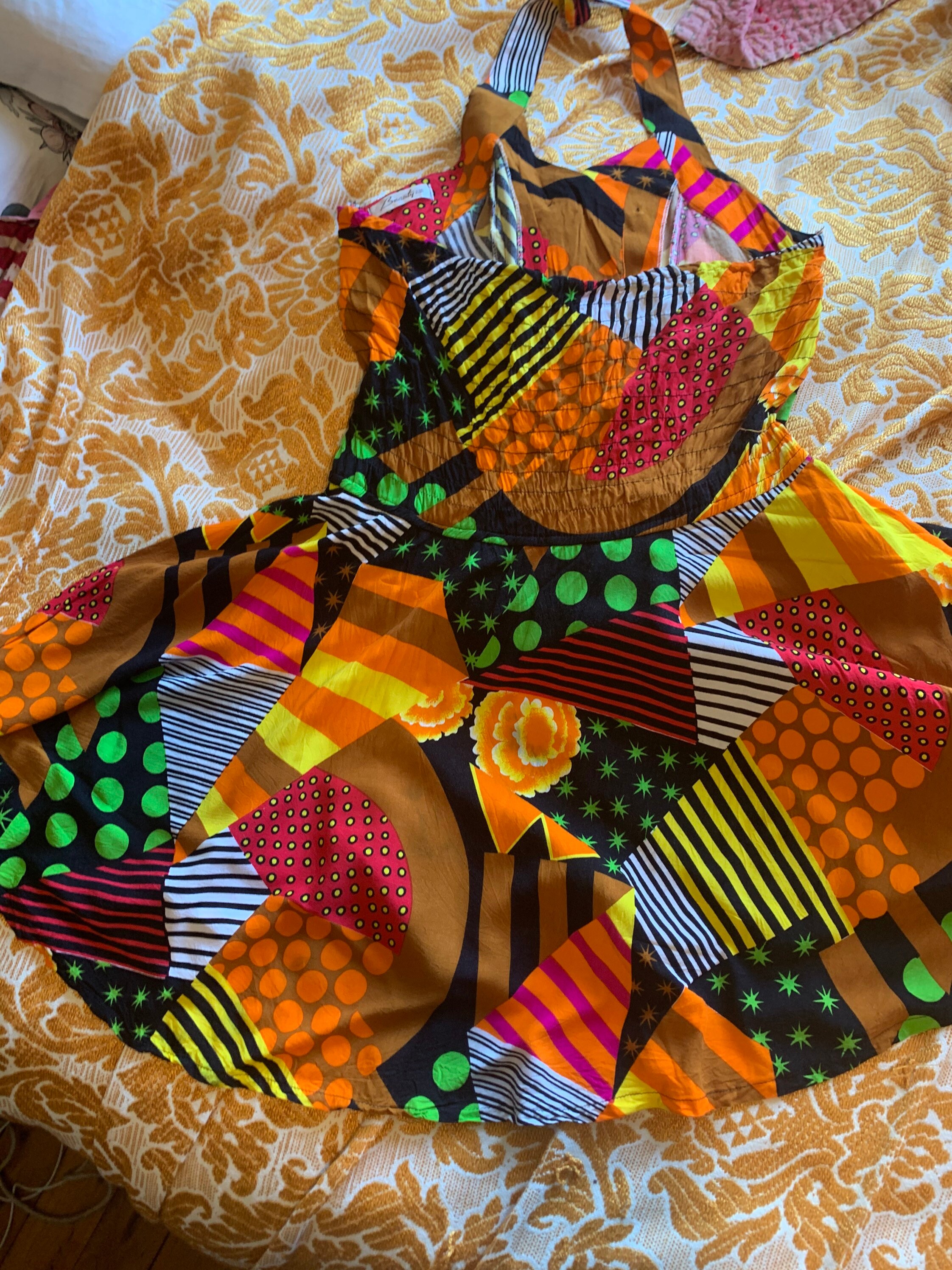 80s Halter Dress With Swing Skirt and Psychedelic Pop Art - Etsy