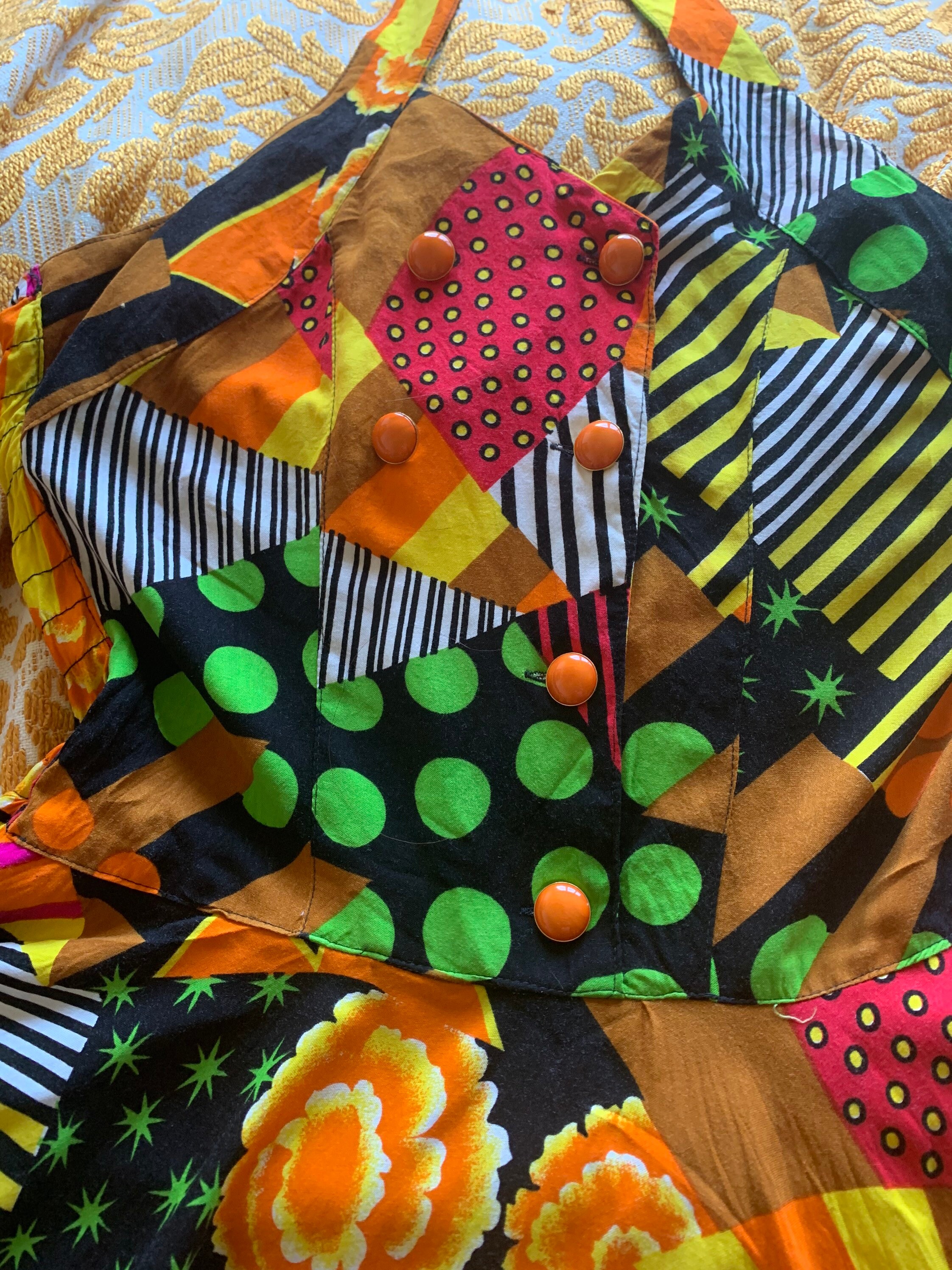 80s Halter Dress With Swing Skirt and Psychedelic Pop Art Print - Etsy