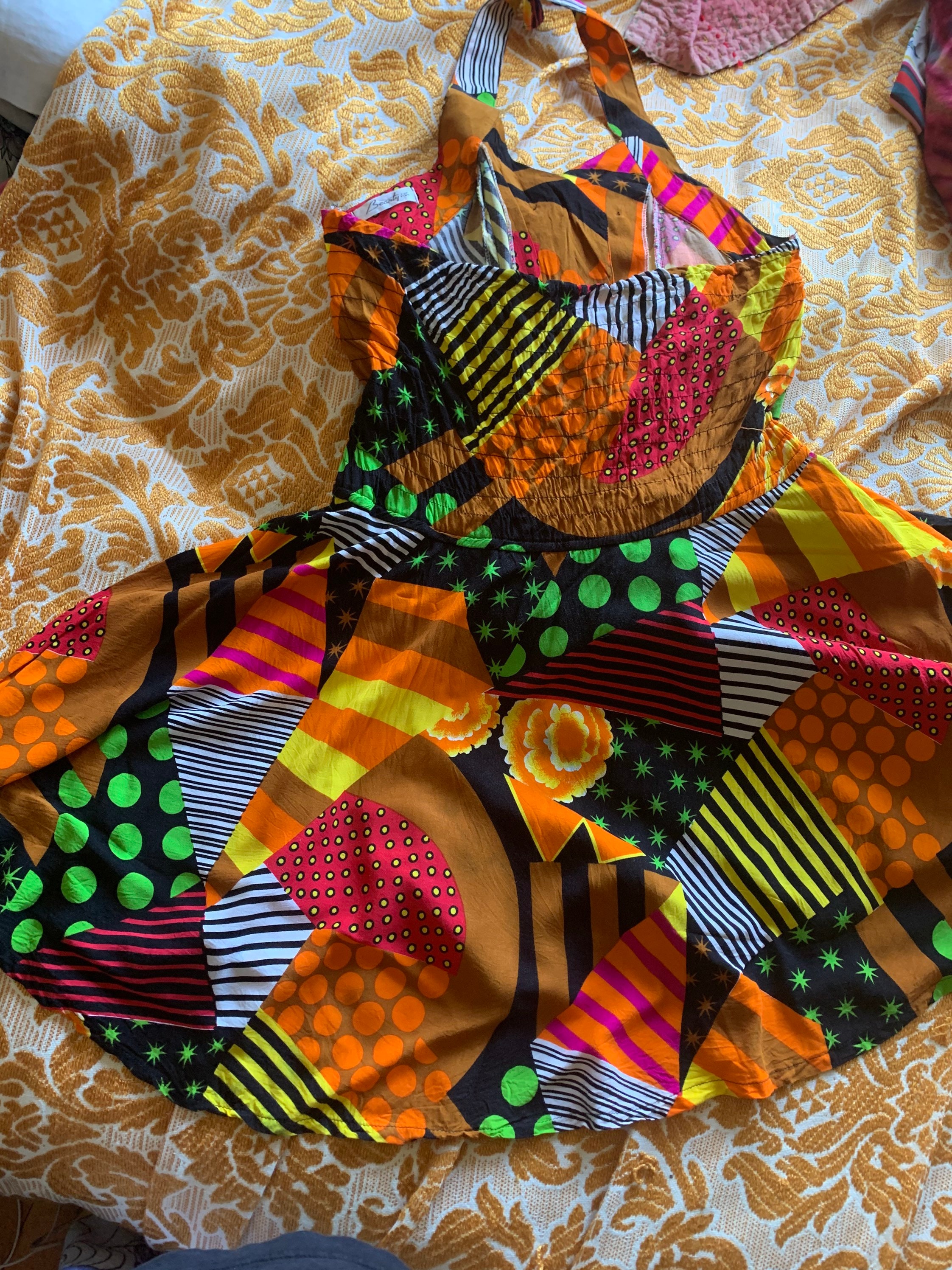 80s Halter Dress With Swing Skirt and Psychedelic Pop Art - Etsy