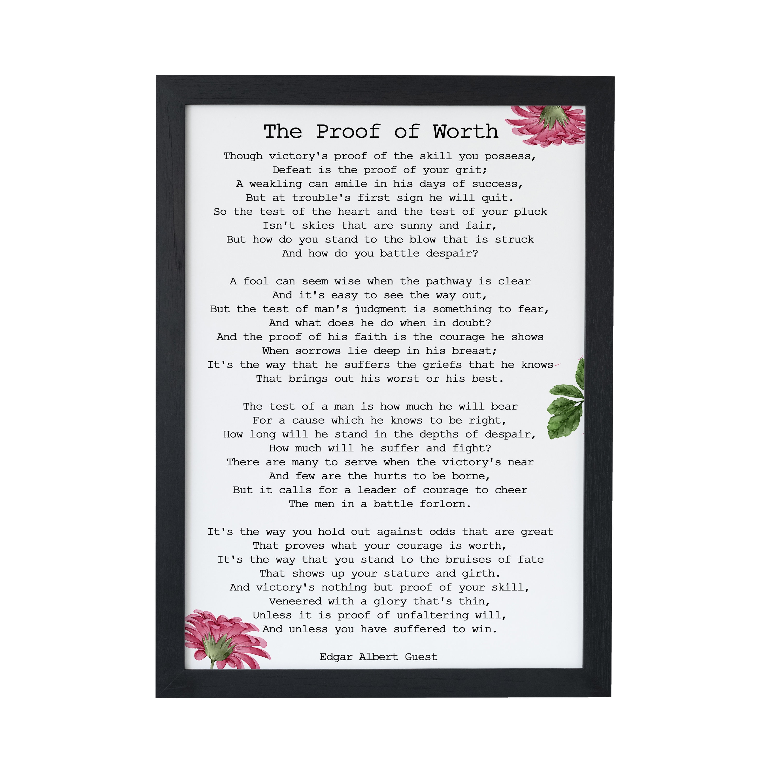 Equipment Edgar Albert Guest Poem, the Proof of Worth Poetry Wall Art ...