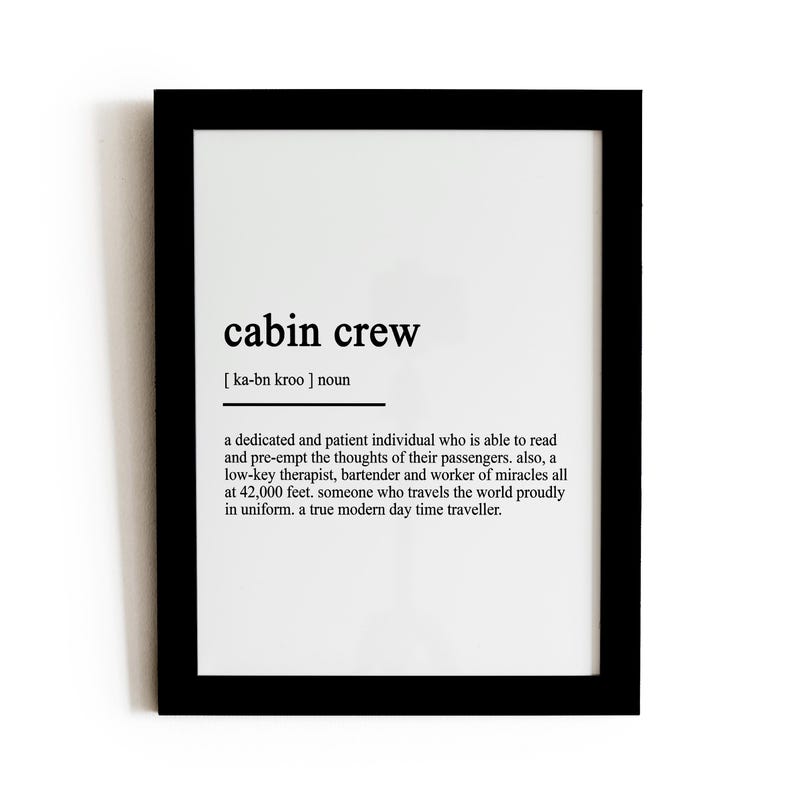 Cabin Crew Definition Print, Dictionary Poster, Quote Wall Art, Cabin ...