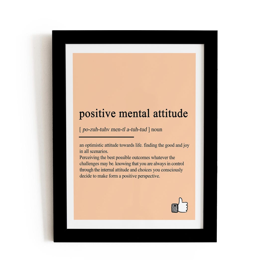 Positive Mental Attitude Definition Print, Office Wall Décor ...