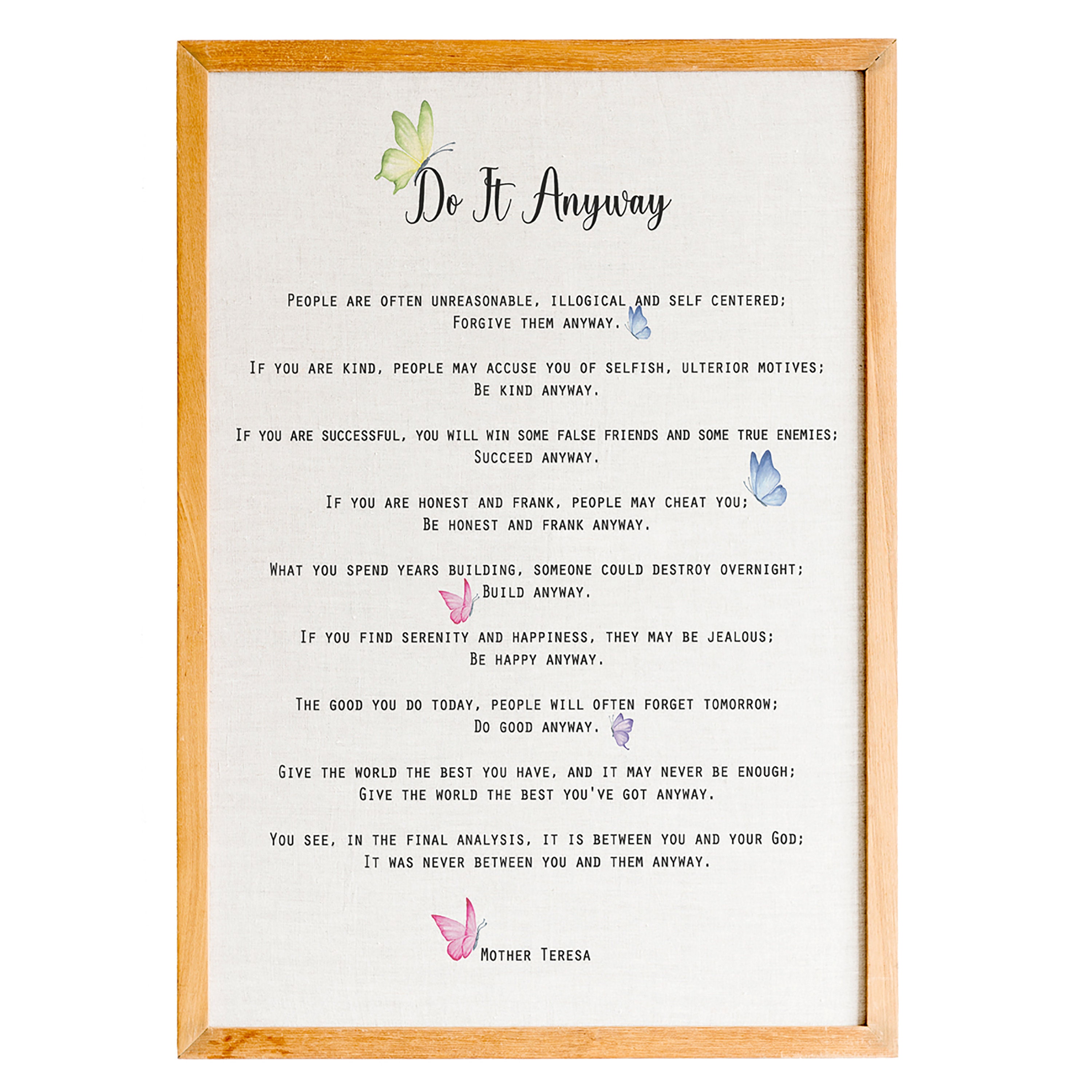 Mother Teresa Quote, Do It Anyway Art Print , Mother Teresa Poem, Poem ...